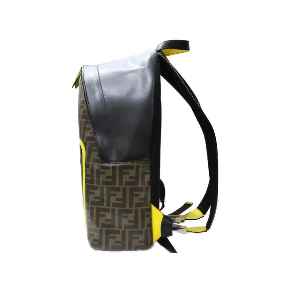 Fendi | Bags | Fendi Canvas Black Brown Yellow Backpack Leather | Poshmark